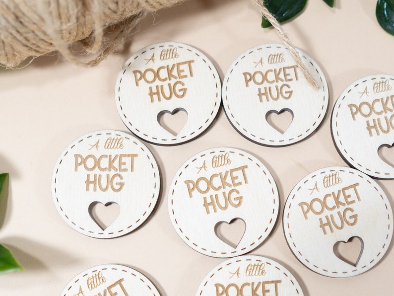 10 - 100 Pocket Hugs Tokens, Little Hug Token, Pocket Hug Wooden ...