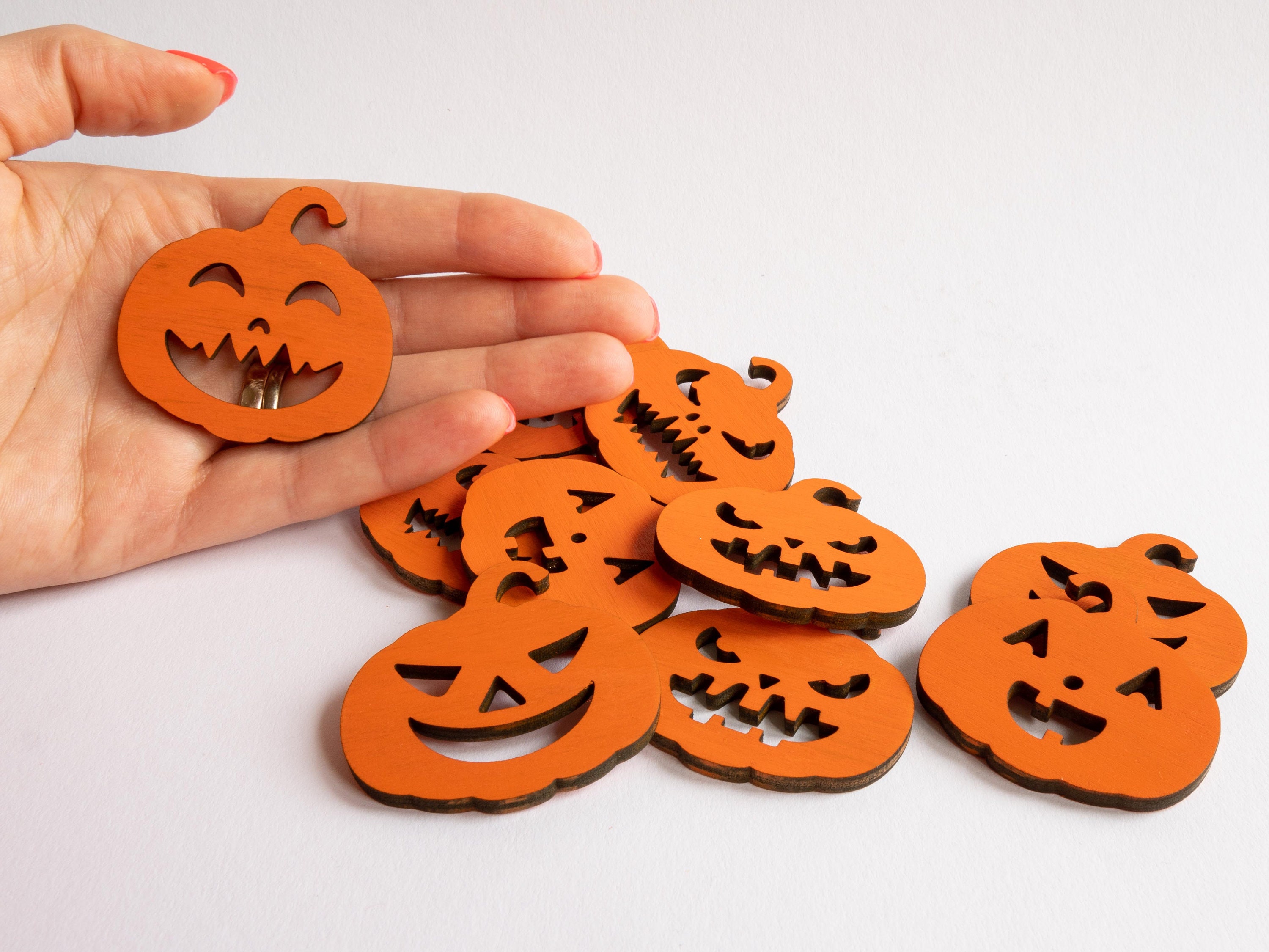 10x Pumpkin Face Shapes Decor for Table, Home, Wall, Halloween ...