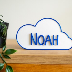 Freestanding Name on Cloud 3D Printed, Nursery Decor for Shelf, Free ...