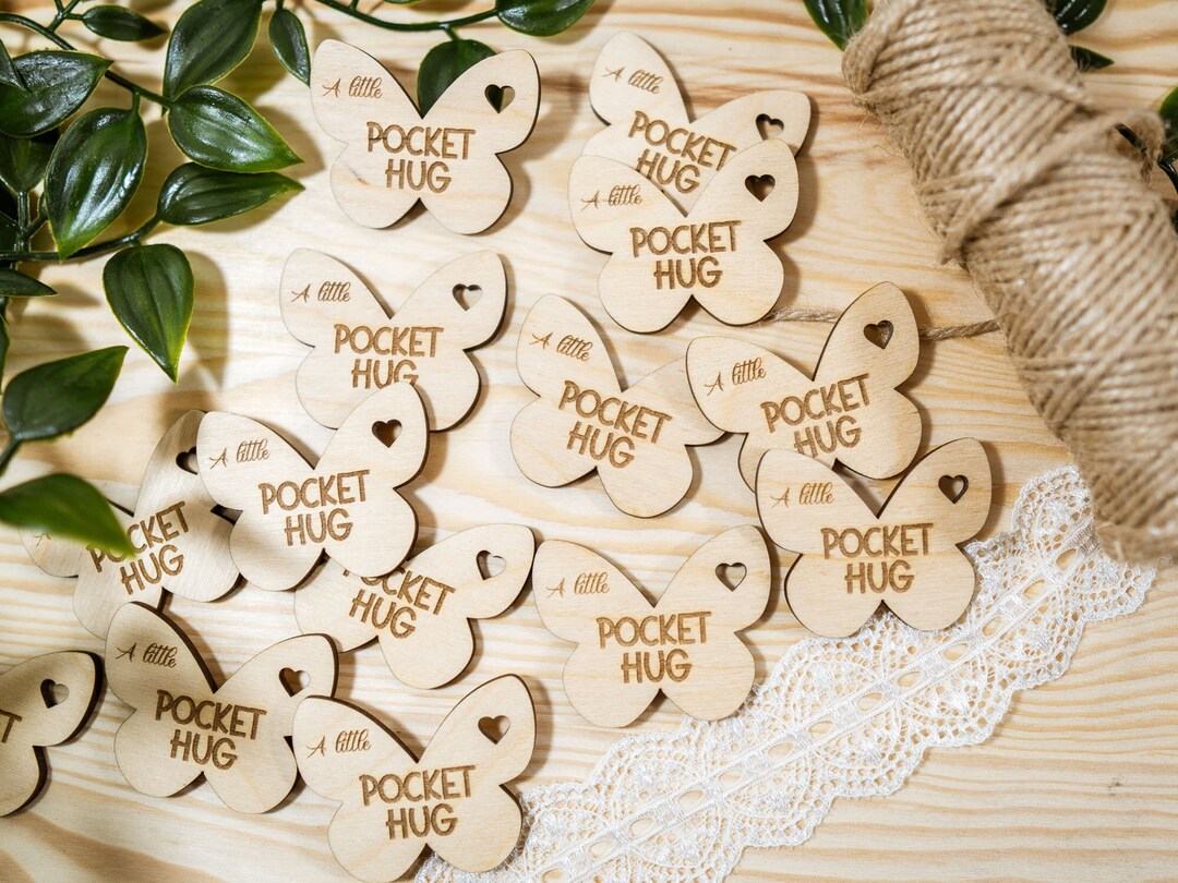 20 Pocket Hugs Tokens, Little Butterfly Hug Token, Pocket Hug Wooden ...