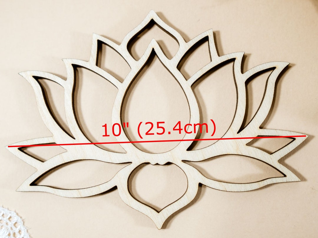 10"/ 25cm Lotus Flower Outline Shape Wooden, Wall Decor, Dreamy Bedroom ...