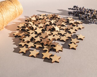100 Mix of Stars Scatter Decoration Wood Star Table Nature - Etsy