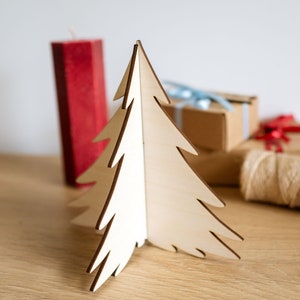 3D Wooden Christams Tree Table Decoration for Holiday Season, Wood Tree ...