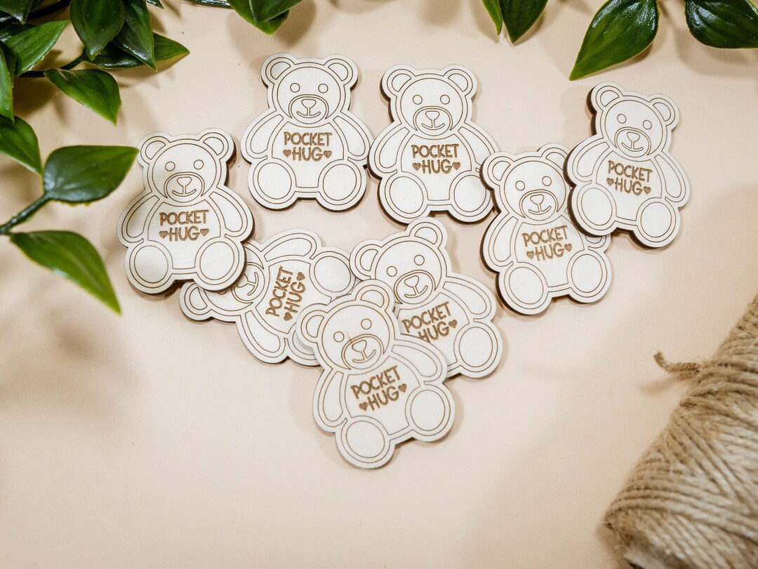 10 - 100 Pocket Hugs Tokens, Little Bear Hug Token, Pocket Hug Wooden ...