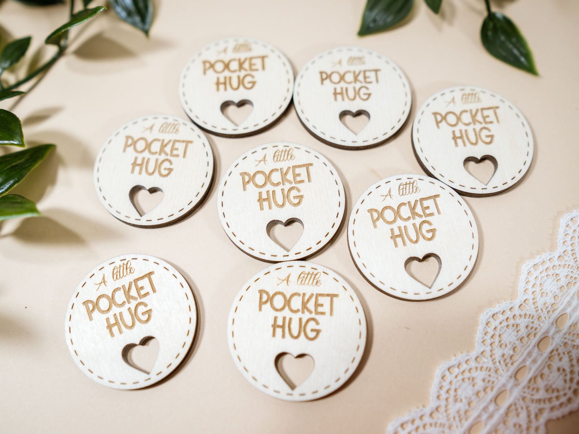 10 - 100 Pocket Hugs Tokens, Little Hug Token, Pocket Hug Wooden ...