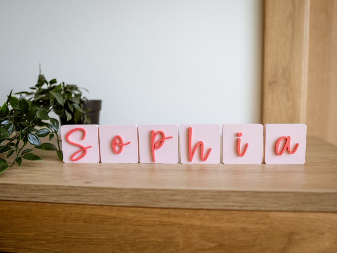 Baby Name Blocks, Freestanding Name Sign Nursery Shelf, Letters ...