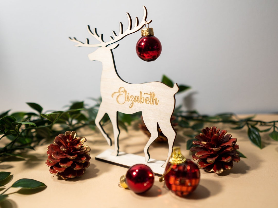 PERSONALIZED Wooden Reindeer Place Names, Personalized Name Cards for ...
