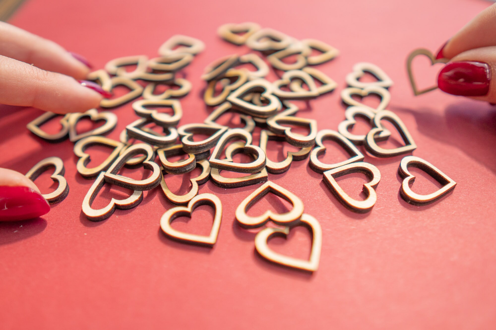 100 Scatter Decoration Wood Heart Table Decoration Nature Wedding ...