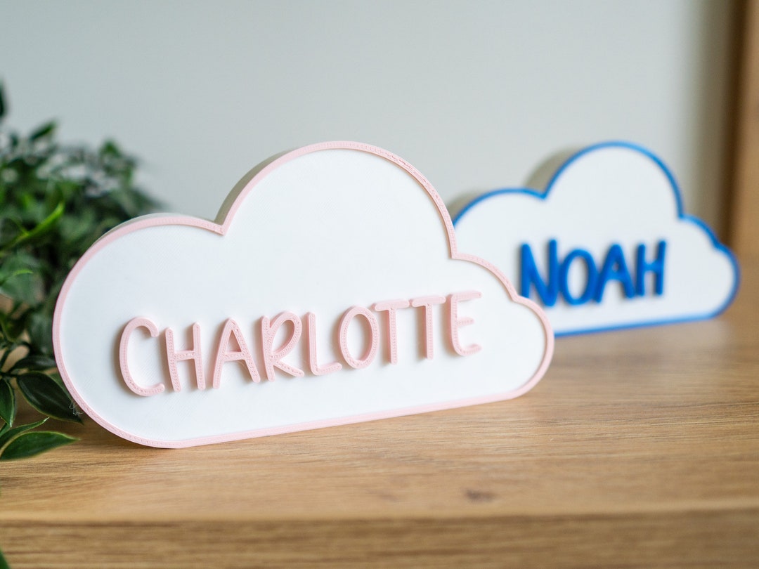 Freestanding Name on Cloud 3D Printed, Nursery Decor for Shelf, Free ...