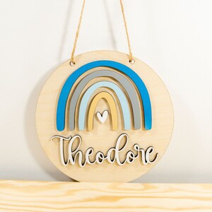 Personalized Door Sign Boho Wooden Rainbow Wall Decor Custom Rainbow ...