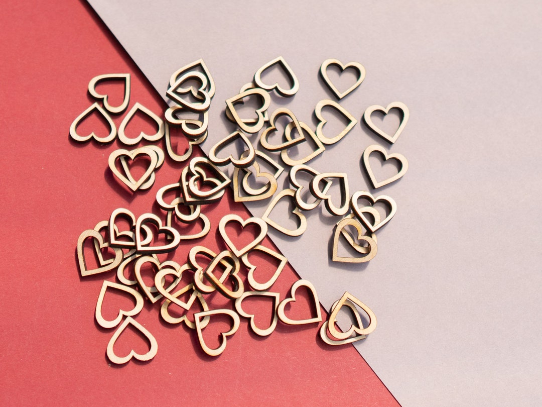 100 Scatter Decoration Wood Heart Table Decoration Nature Wedding ...