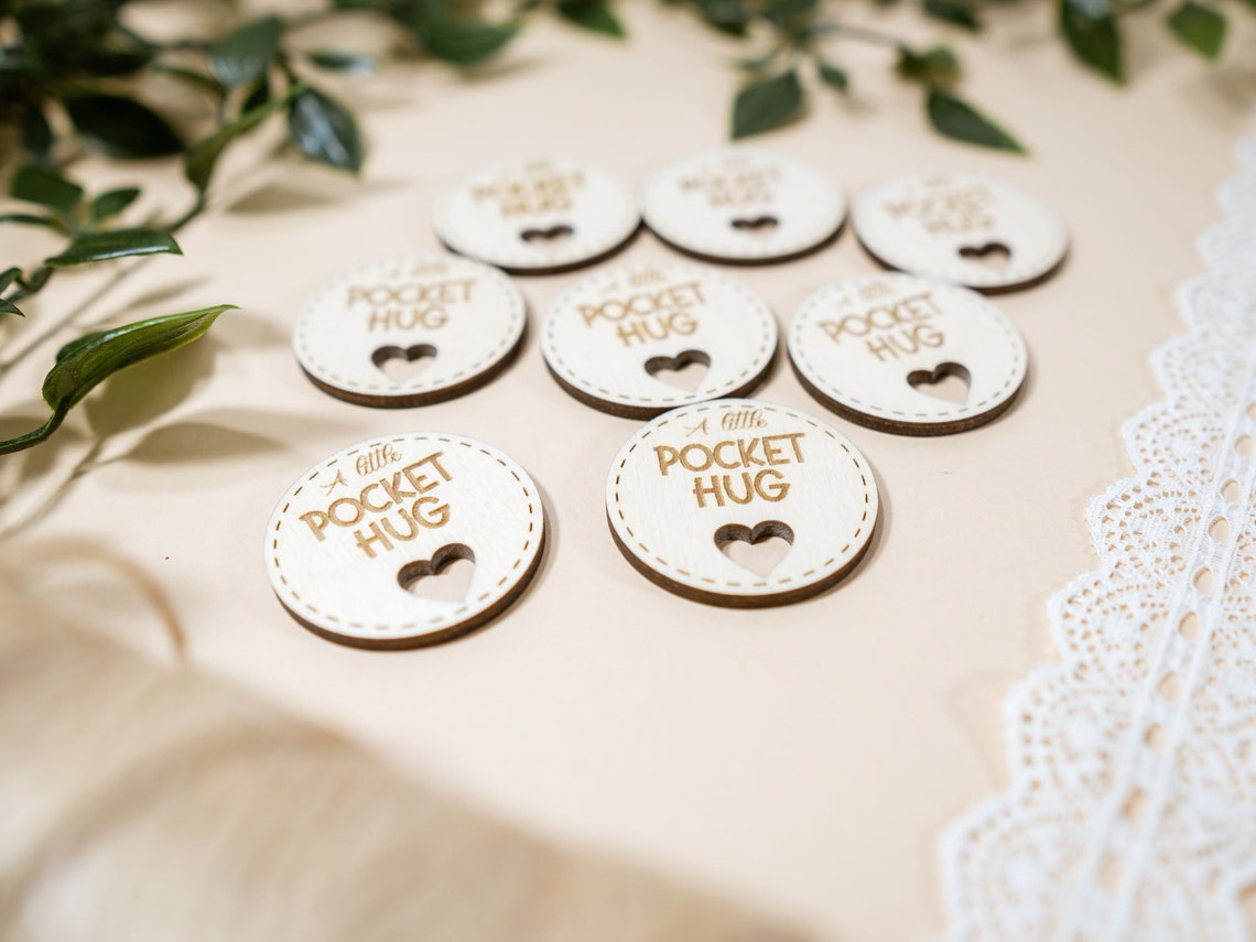 10 - 100 Pocket Hugs Tokens, Little Hug Token, Pocket Hug Wooden ...