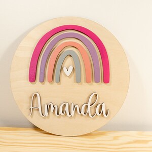 Personalized Door Sign Boho Wooden Rainbow Wall Decor Custom Rainbow ...