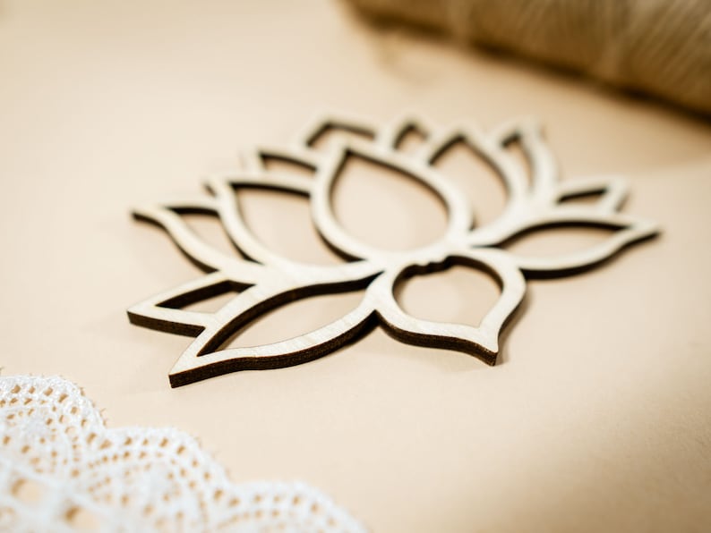 Lotus Flower Outline Multiple Sizes Aviable Shape Wooden, Wall Decor ...