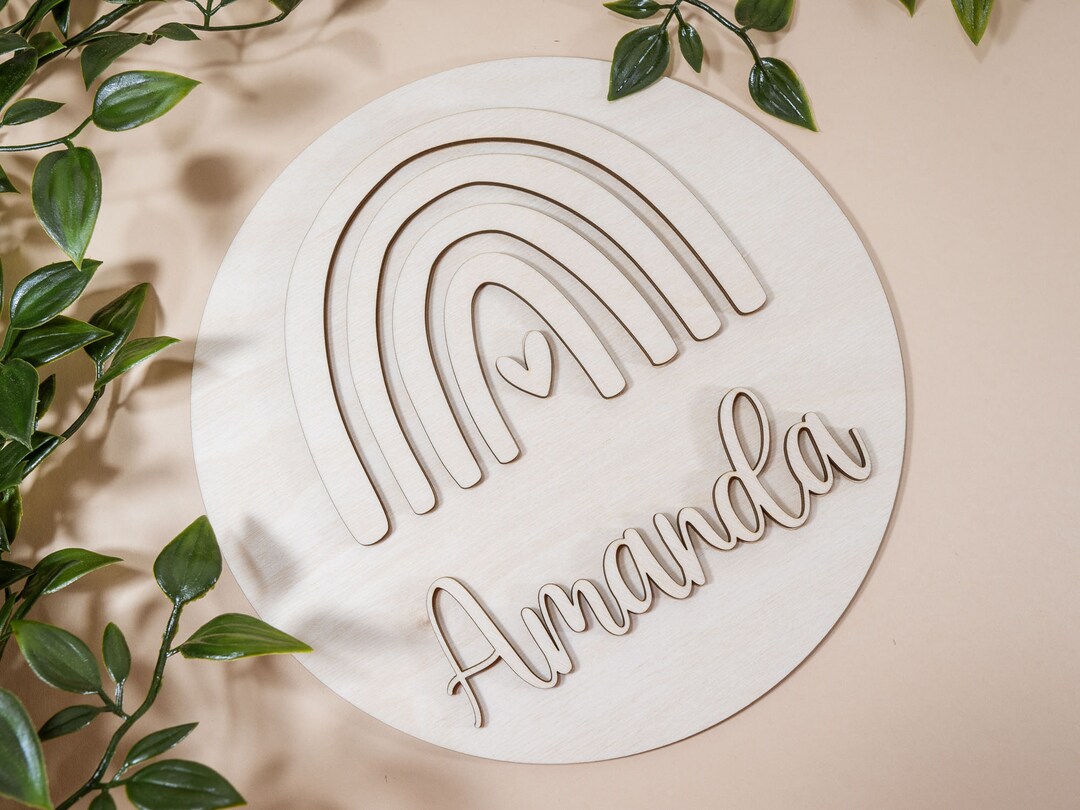 Personalized Boho Wooden Rainbow Wall Decor Unfinished for Baby Room ...