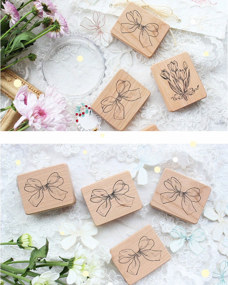 Wooden Rubber Stamps Plants Patterns Stamps Personalized | Etsy