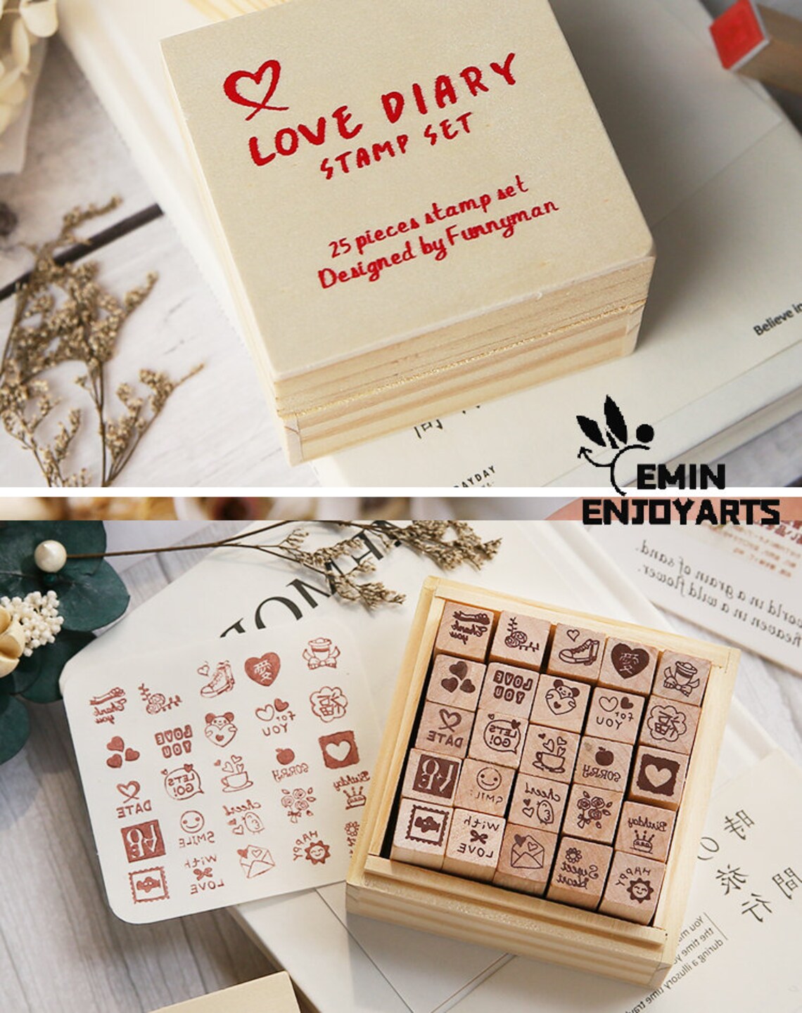 25 PCS of Set Wooden Stamps Cute Children Decorative Wood - Etsy