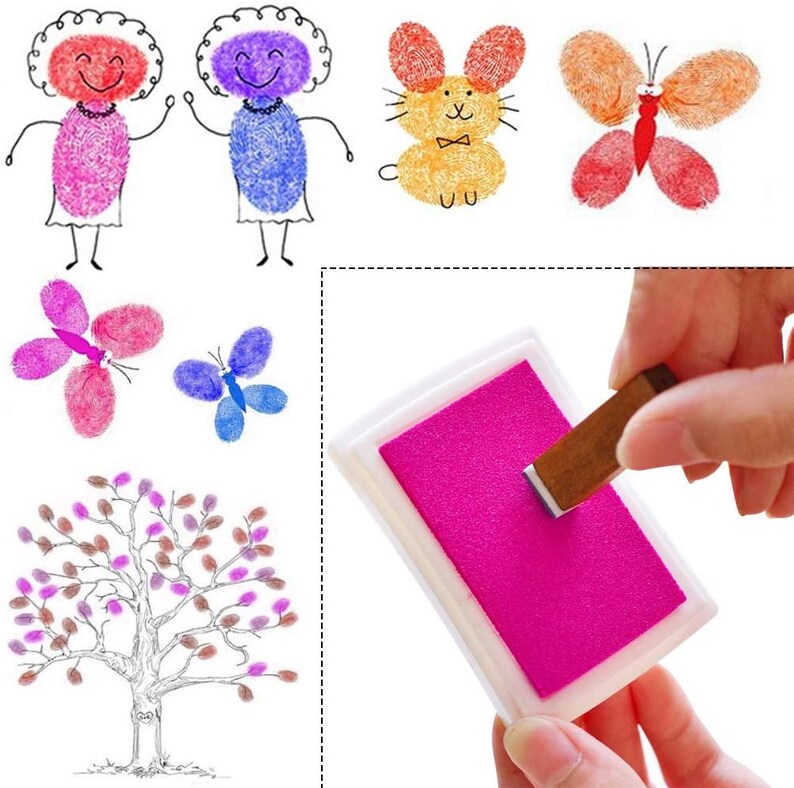 15 Colors Ink Pad for Kids DIY Multicolor rubber Stamps - Etsy