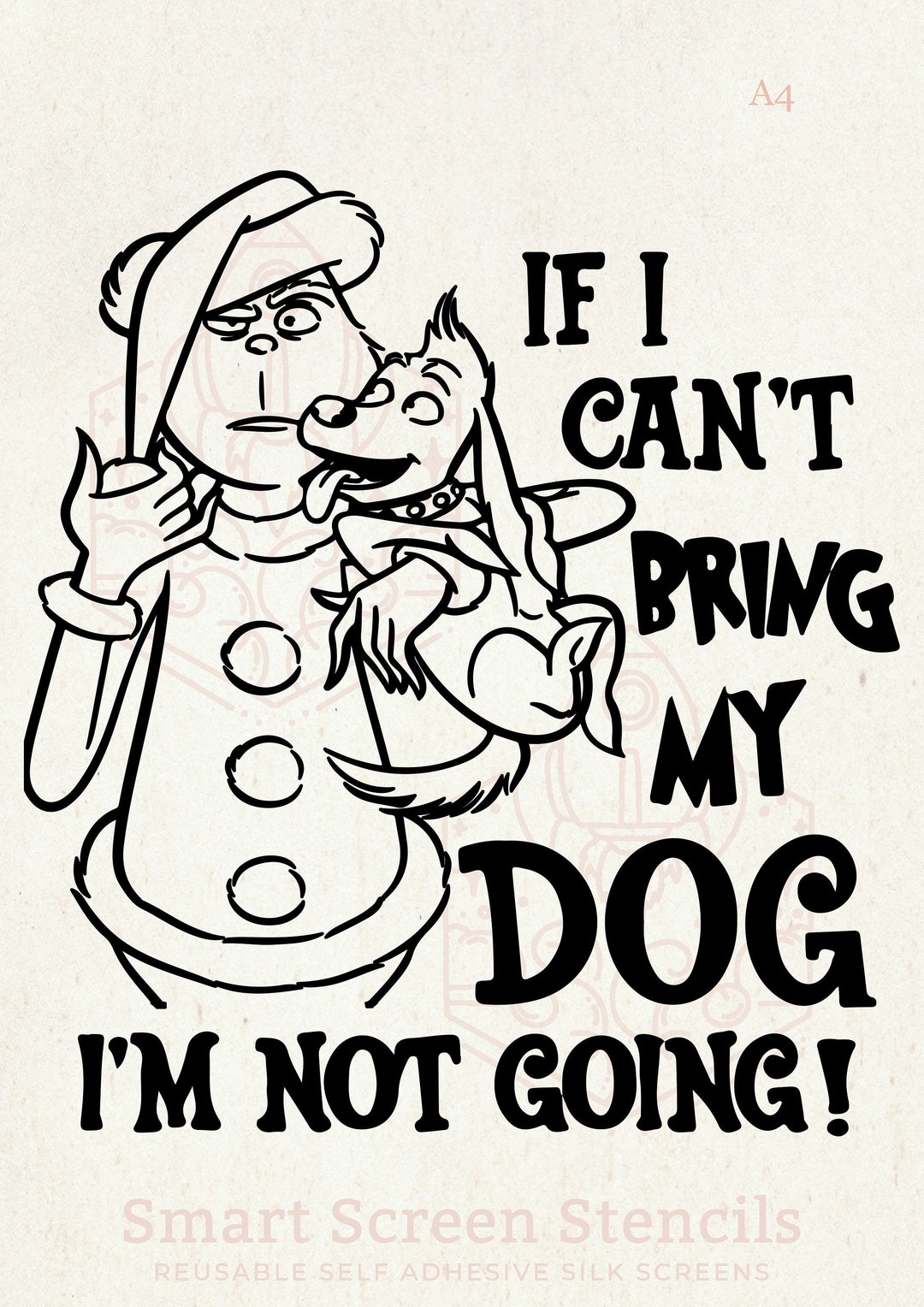 The Grinch Silkscreen Stencil Reusable, Adhesive Chalkboard, Cards ...