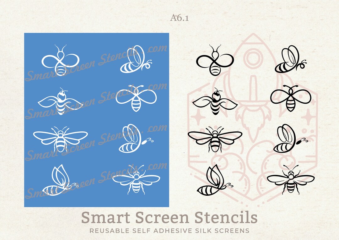 Bee Doodles, Reusable Silkscreen Stencil, Clay Silk Screen, Polymer ...