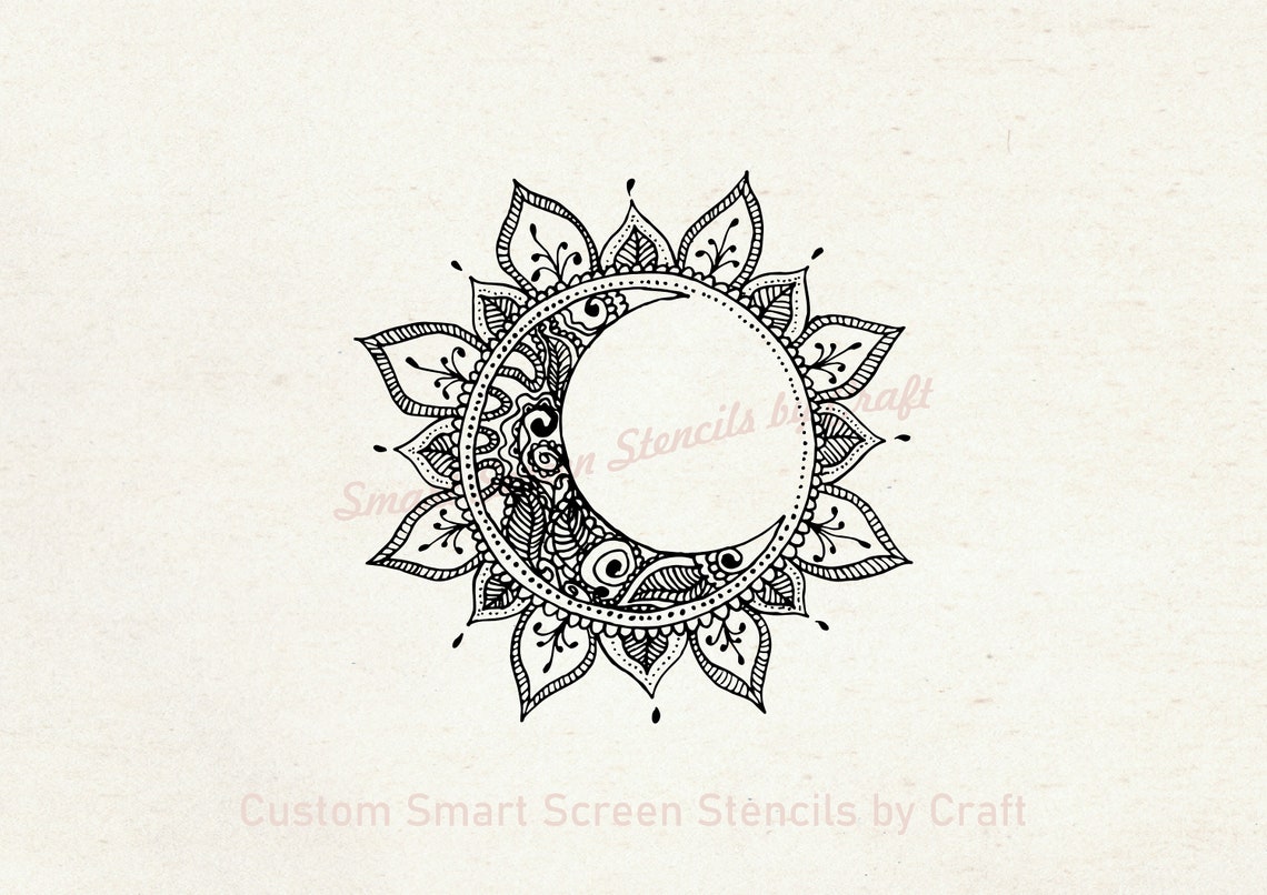 Boho Celestial Stencil, Sun and Moon Design, Reusable Silkscreen ...