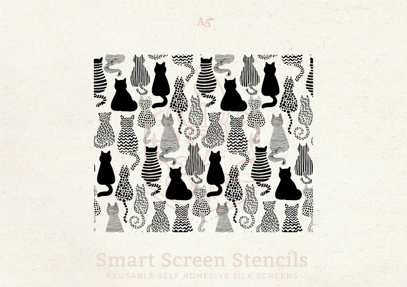 Cartoon Cats Silkscreen Stencil - Seamless, Reusable, Adhesive - Canvas ...