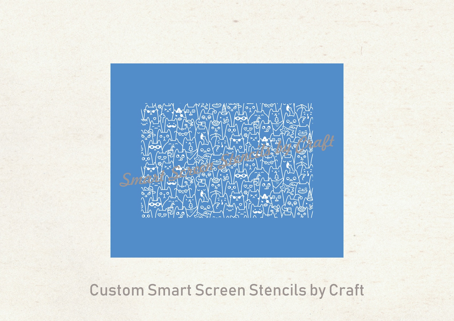 Custom Reusable Continuous Cat Cartoon Silkscreen Stencil by Craft ...