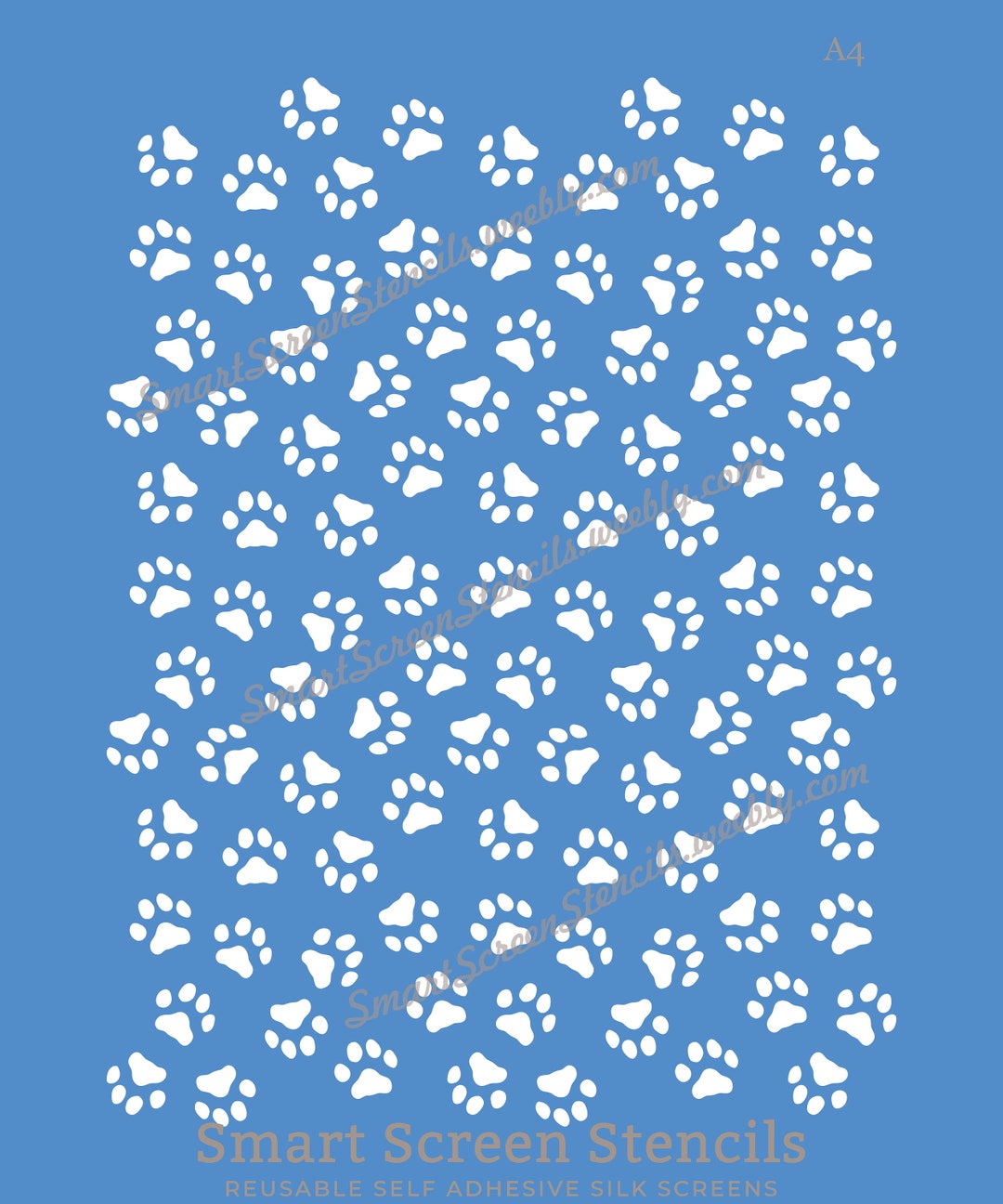 Paw Prints Silkscreen Stencil - Reusable, Adhesive - Canvas, Cards ...