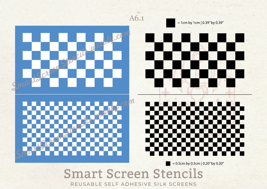 Classic Checkers Pattern SilkScreen Stencil - Réutilisable, Adhésif ...