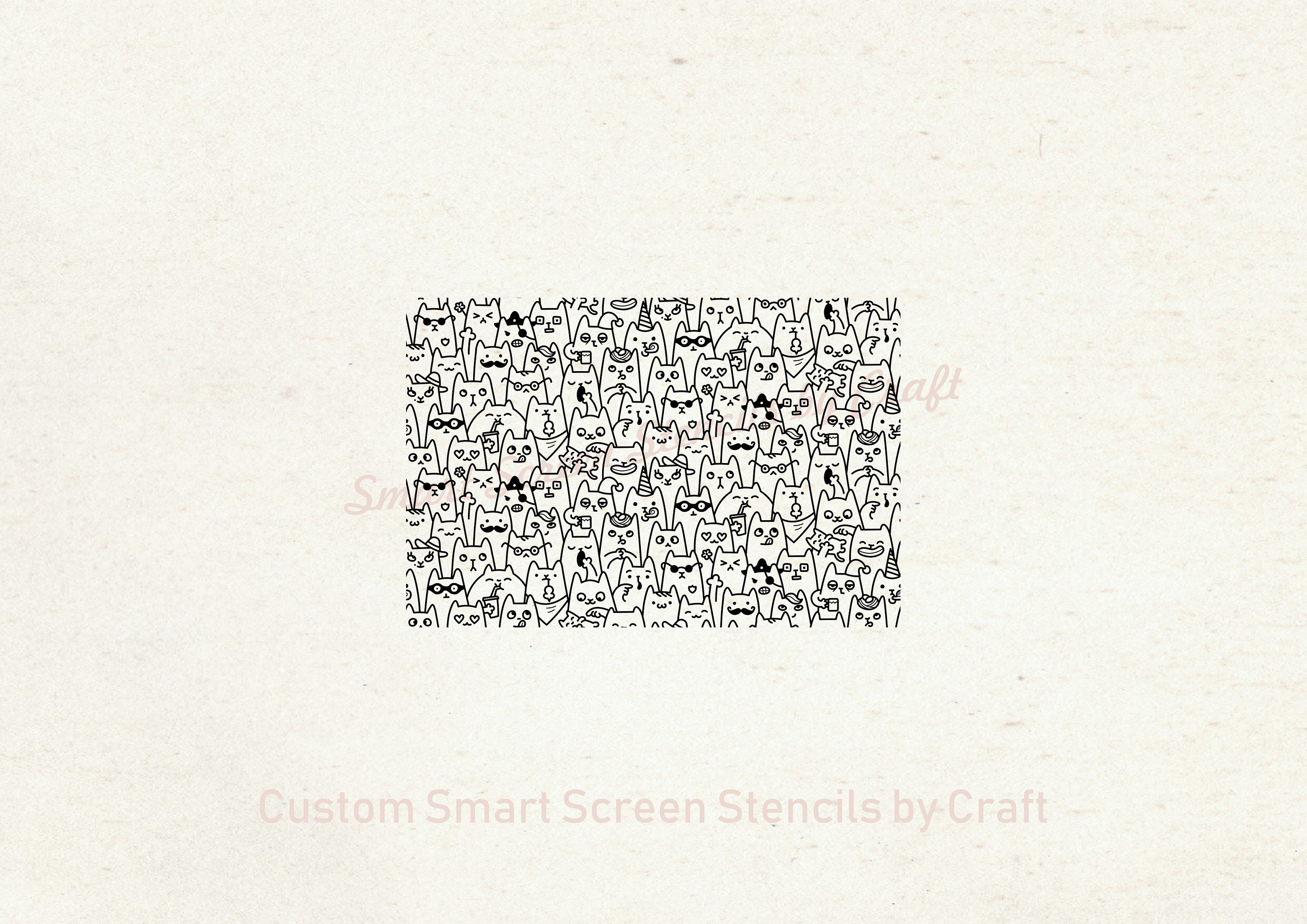 Custom Reusable Continuous Cat Cartoon Silkscreen Stencil by Craft ...