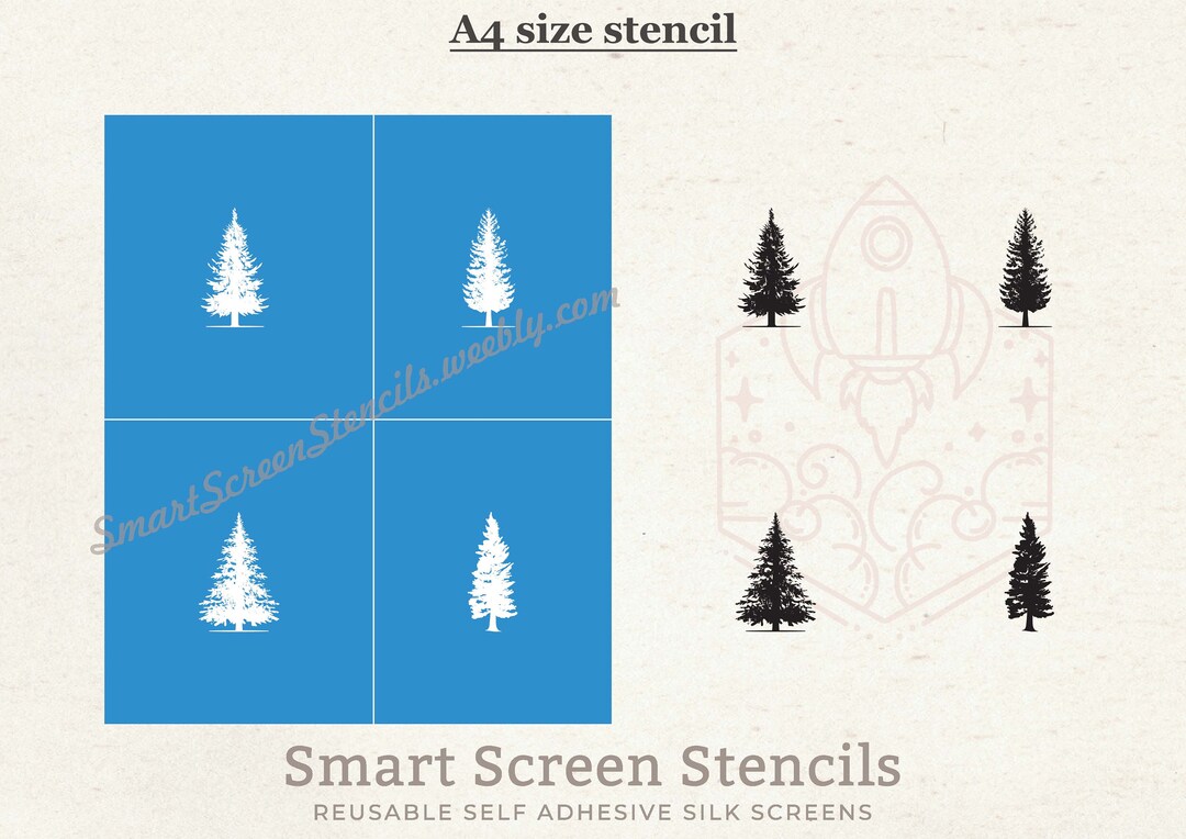 Evergreen Spruce Trees Silkscreen Stencil - Reusable, Adhesive - Canvas ...