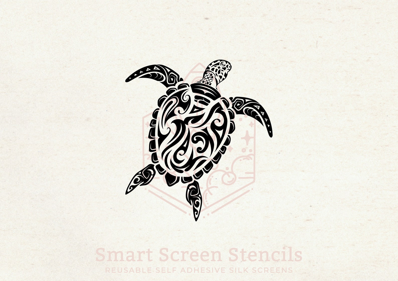 Tribal Sea Turtle Smartscreen Stencil Reusable, Adhesive Textile ...