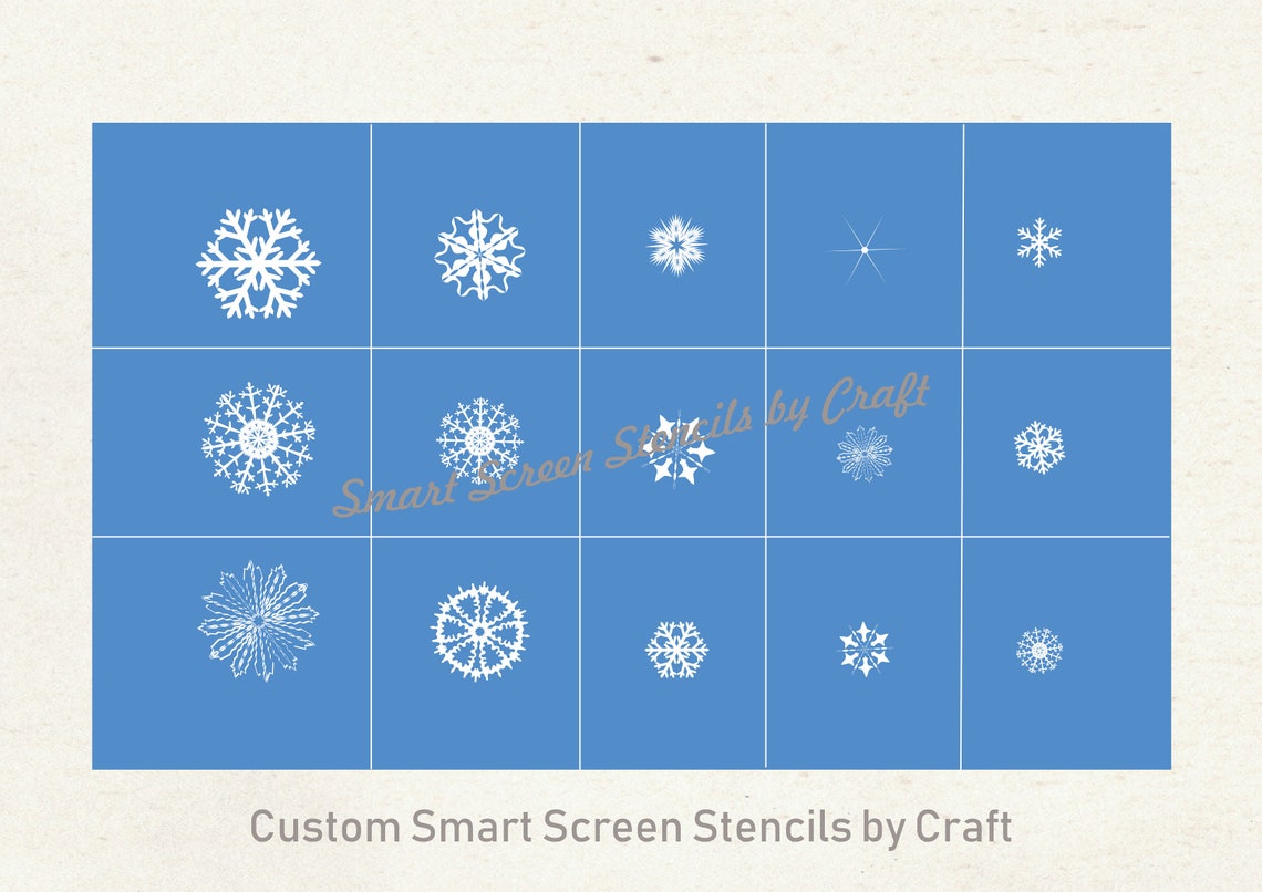 15 Custom Reusable Snowflakes on a Silkscreen Stencil by Craft - Canvas ...