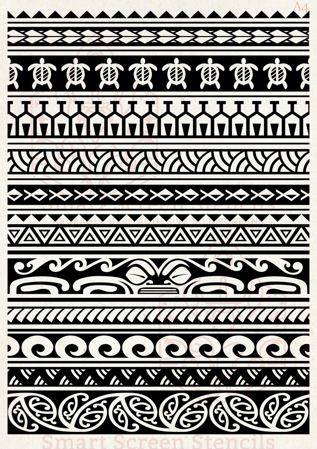 Native Tribal Pattern Silkscreen Stencil - Reusable, Adhesive - Canvas ...