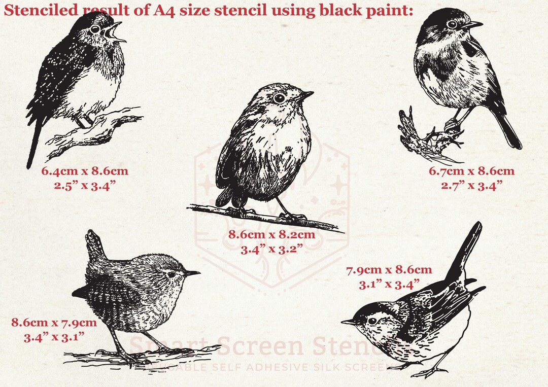 Robin Bird Silkscreen Stencil - Reusable, Seamless, Craft - Canvas ...