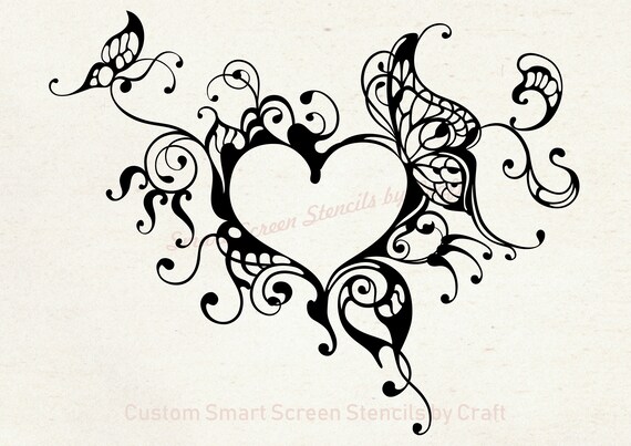 Butterfly Heart Frame Smartscreen Stencil Reusable Self | Etsy