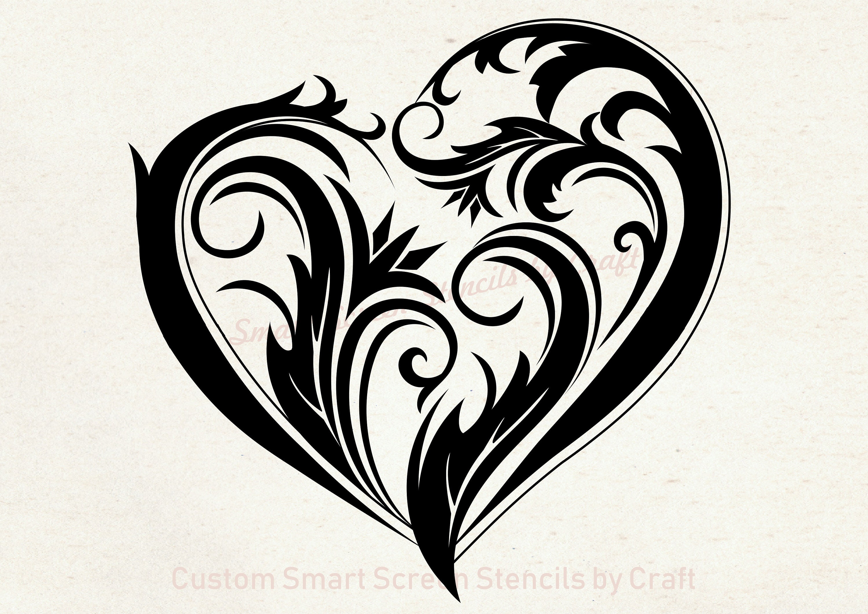 Edgy Swirl Heart Silkscreen Stencil Reusable Self adhesive | Etsy