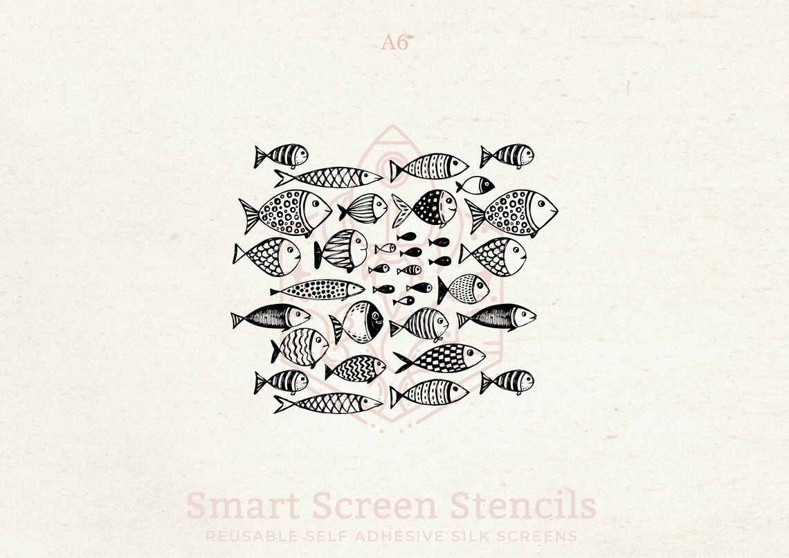 Cartoon Fishes, Silk Screen Stencil, Reusable Silkscreen, Cartoon ...