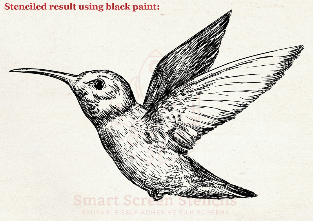 Flying Hummingbird, Reusable Silkscreen, Hummingbird Print, Screen ...