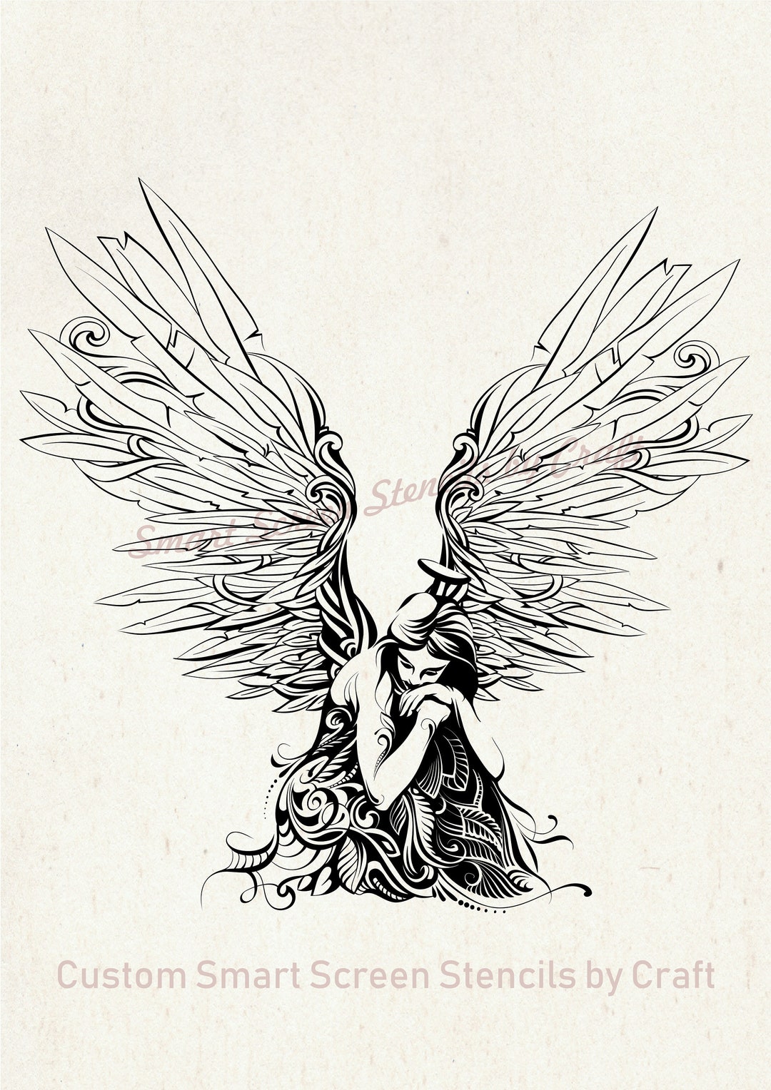 Beautiful Angel Smartscreen Stencil - Reusable, Self Adhesive - Canvas ...