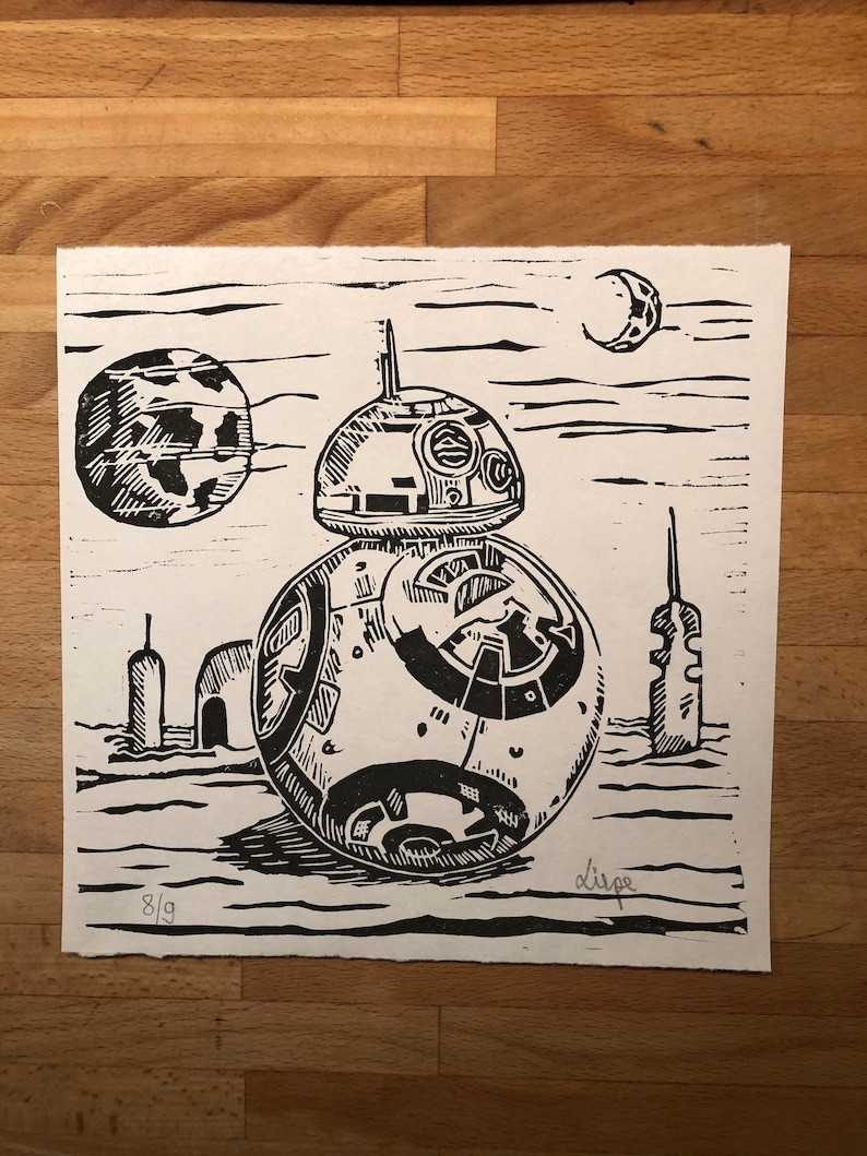 Star Wars - BB-8 — Linocut Print - Etsy
