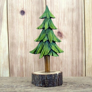 Hand Carved Green Pine Tree Wood Carve Christmas Tree - Etsy