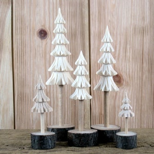 Set of Five Unfinished Pine Trees, Wooden Crafts to Paint, Mini ...