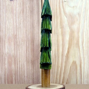 Hand Carved Green Pine Tree, Wood Carve Christmas Tree, Handmade Wooden ...