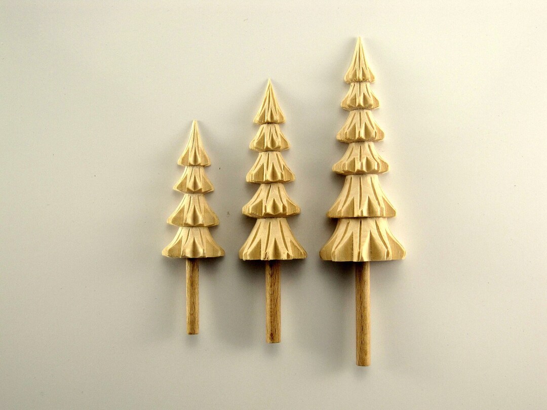 Set of 3 Unfinished Pine Tree Magnets for DIY Painting, Mini Christmas ...