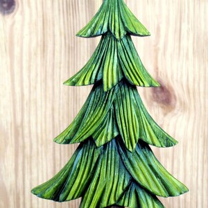 Hand Carved Green Pine Tree Wood Carve Christmas Tree - Etsy