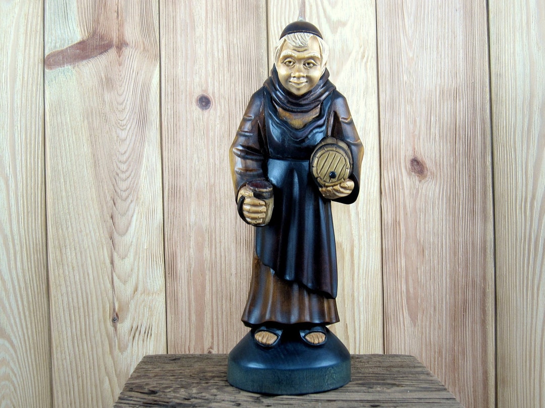 Monk Figure With Barrel of Wine: Wooden Home Decor - Etsy