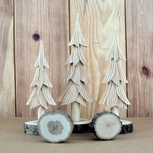 Five Unfinished Trees, Handmade Wood Carved Trees, Wooden Christmas ...