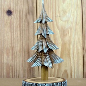 Small Carved Conifer Tree Wood Sculpture - Nature Inspired Art ...