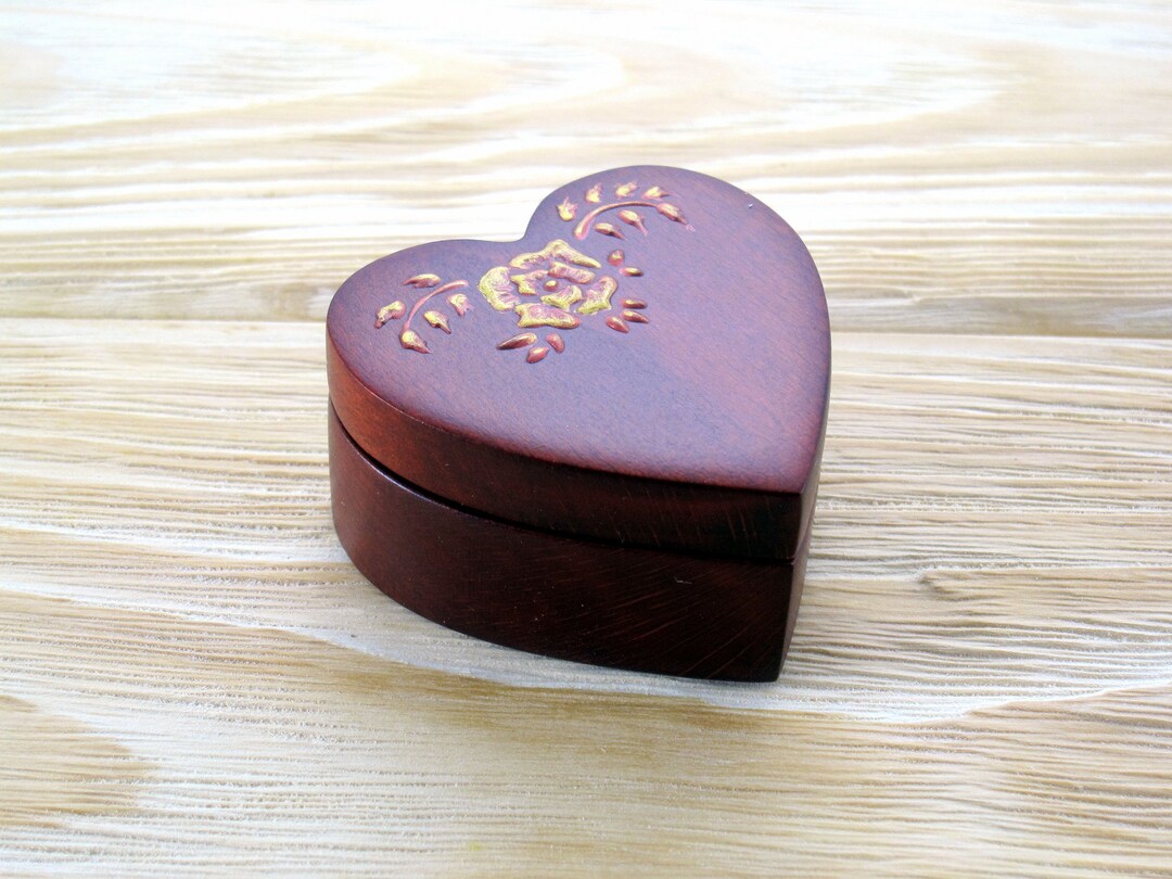 Elegant Heart-shaped Wooden Ring Box, Decorative Ring Box, Keepsake Box ...